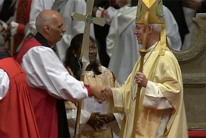 Archbishop Samy Shehata, the Primate of Alexandria, is presented with a ...